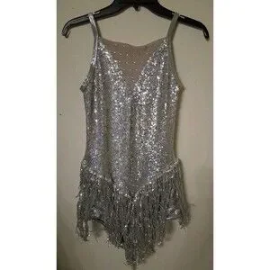Weissman | Tops | Weissman Dance Costume Lyrical Silver Sequin Bodysuit ...